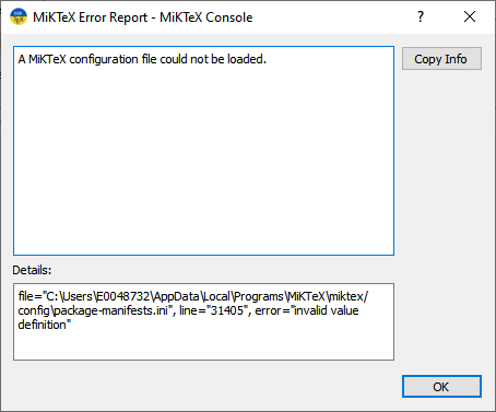 Corrupt package-manifests.ini file · Issue #1221 · MiKTeX/miktex · GitHub