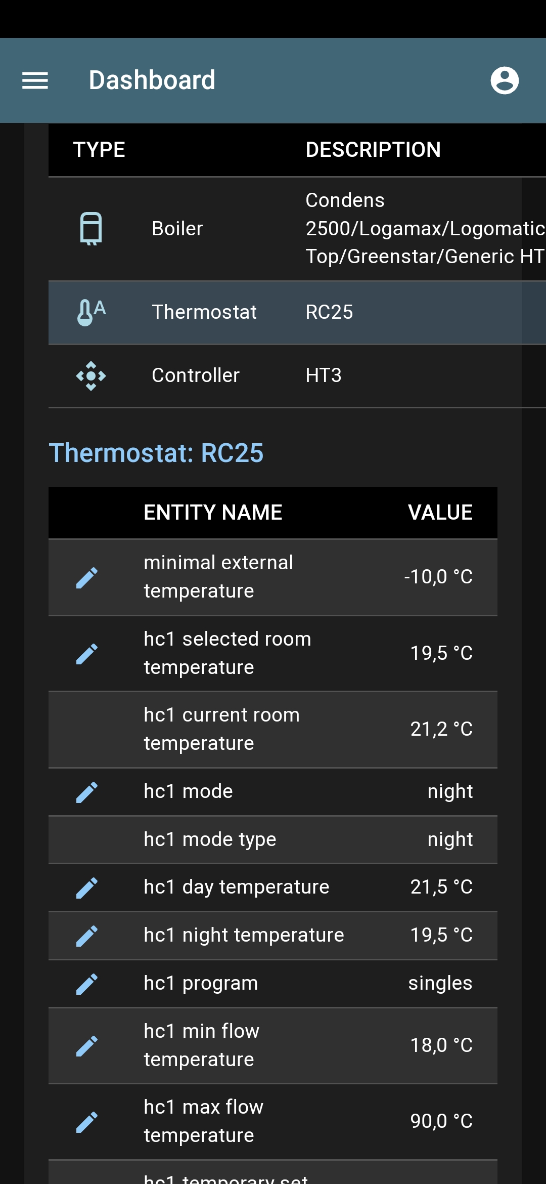 Buderus RC25 - "hc1 mode type" incorrect value · Issue #273 · emsesp/EMS-ESP32 · GitHub