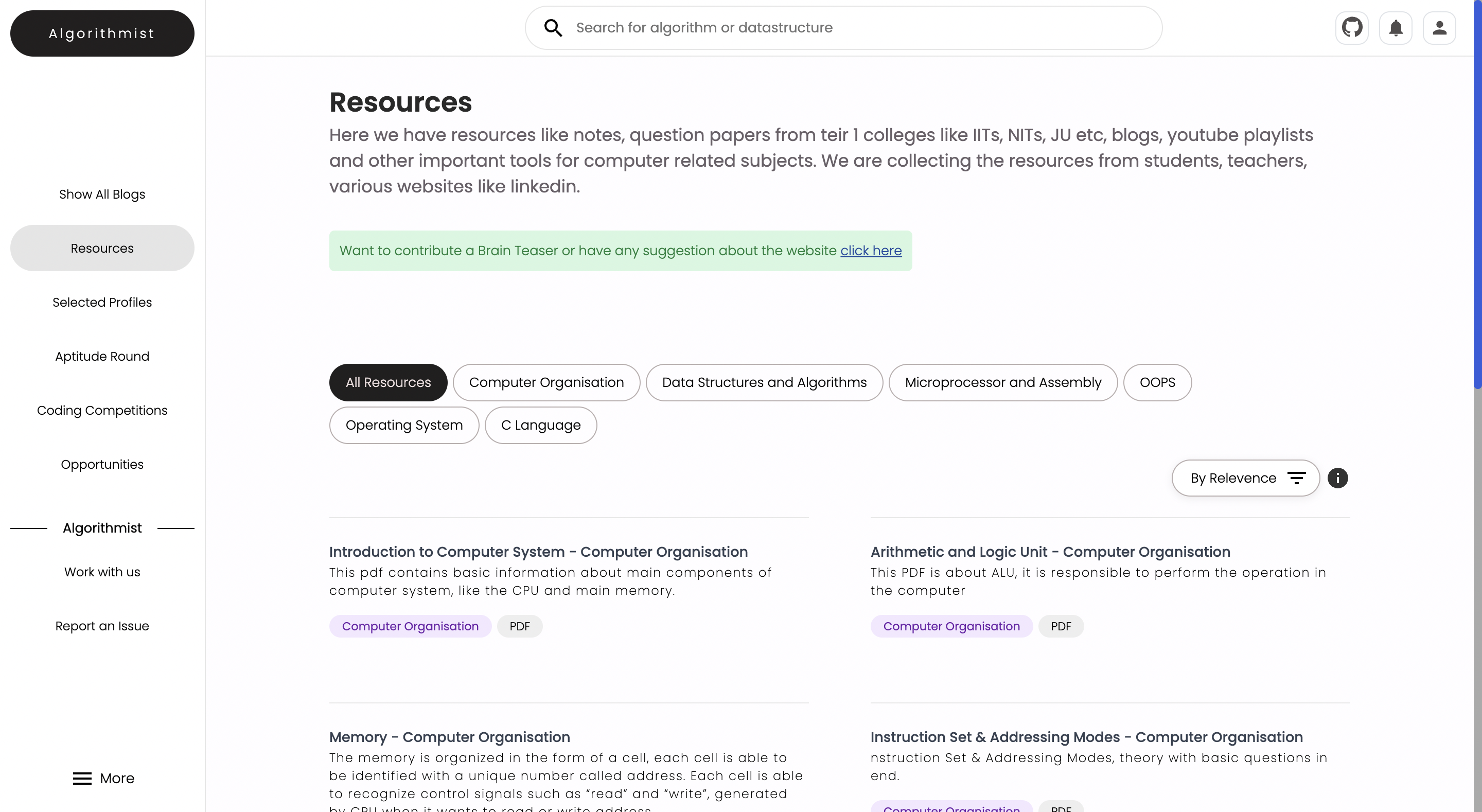 GitHub - Lonecloud7/Algorithmist: An open source website for Coders. Consists of mainly 5 ...