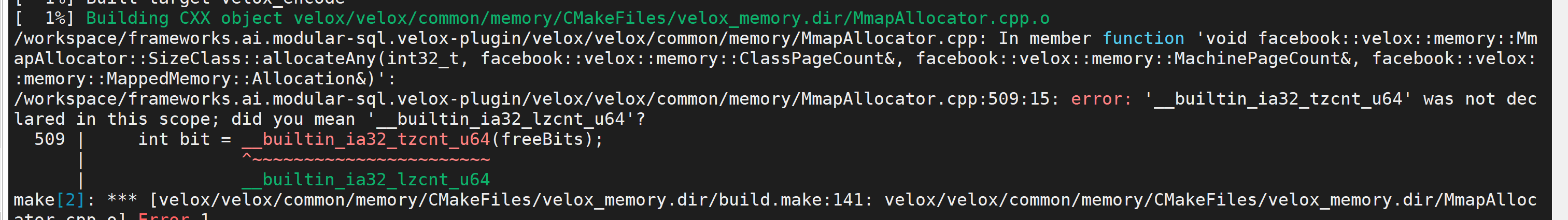'__builtin_ia32_tzcnt_u64' was not declared in this scope · Issue #1426 · facebookincubator ...
