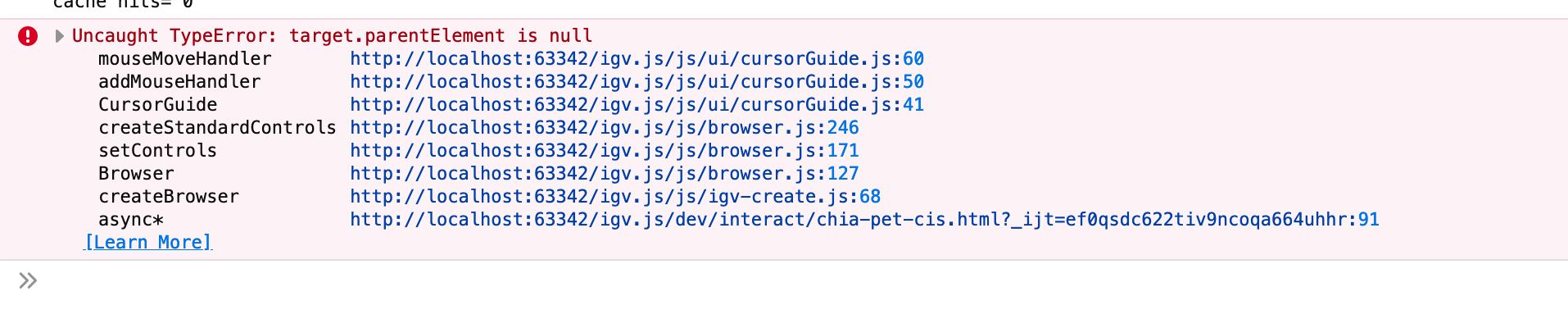 Null pointer exception in CursorGuide · Issue #1446 · igvteam/igv.js · GitHub