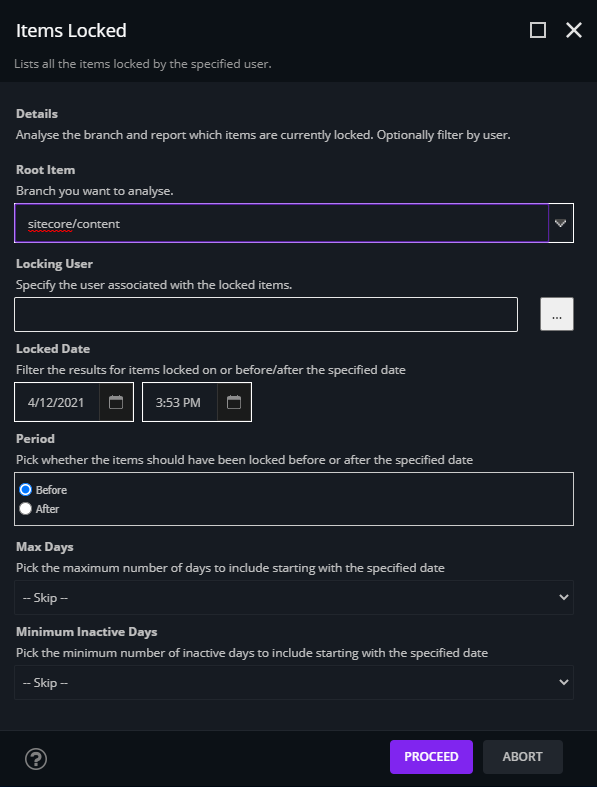 Reporting : Add filter for inactive days · Issue #1235 · SitecorePowerShell/Console · GitHub