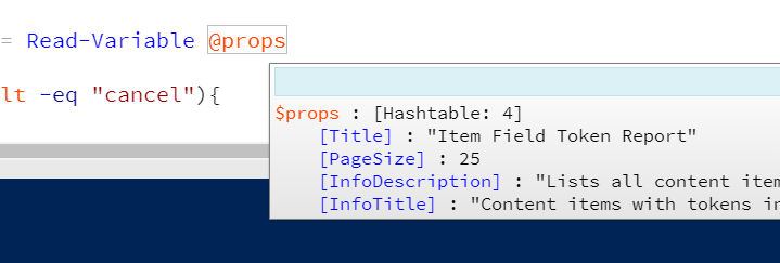 ISE variable peek should work with splatting syntax · Issue #986 · SitecorePowerShell/Console ...