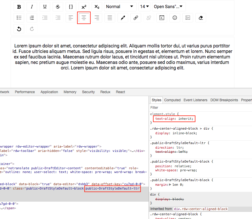 Center text not work · Issue #602 · jpuri/react-draft-wysiwyg · GitHub