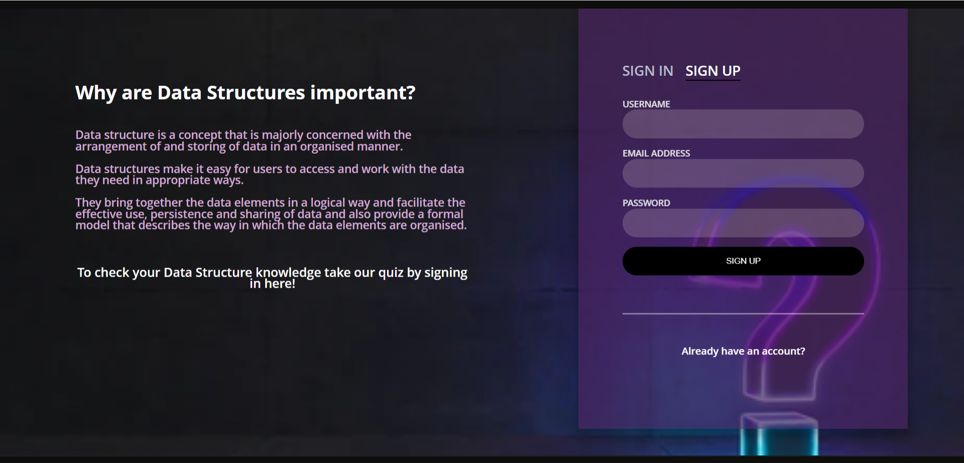 GitHub - Saniya-Gupte/QuizApplication: A quiz application website