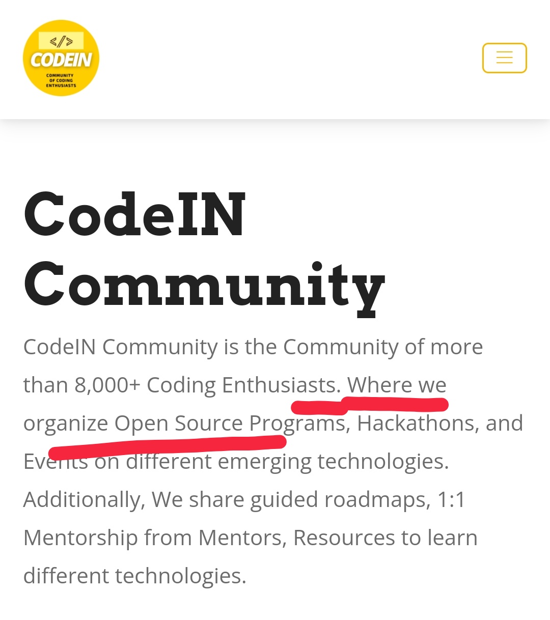 Grammatical error In Hero area of Index.html · Issue #638 · SauravMukherjee44/CodeIN-Community ...