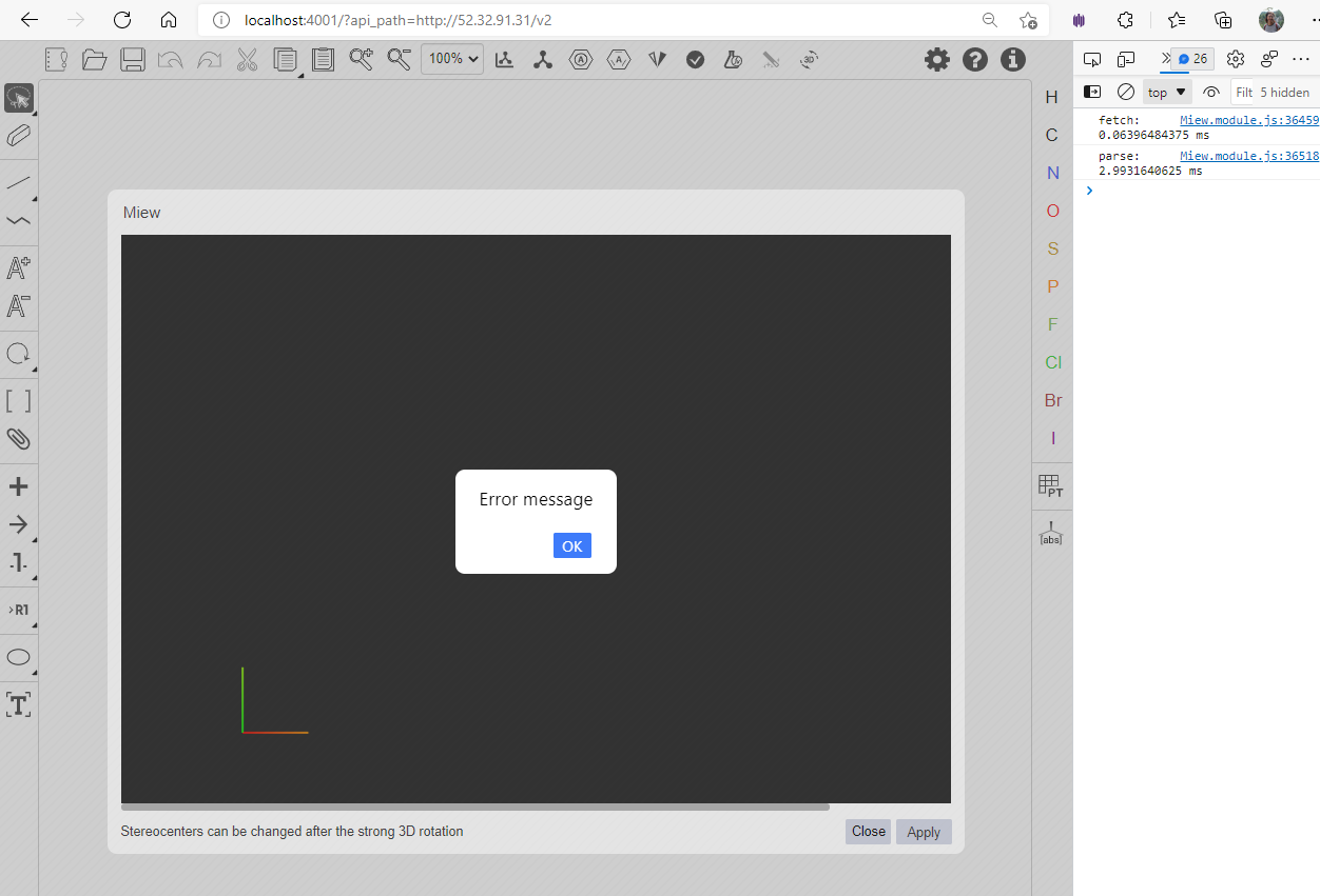 Error window is shown when user apply 3D to empty canvas · Issue #961 · epam/ketcher · GitHub