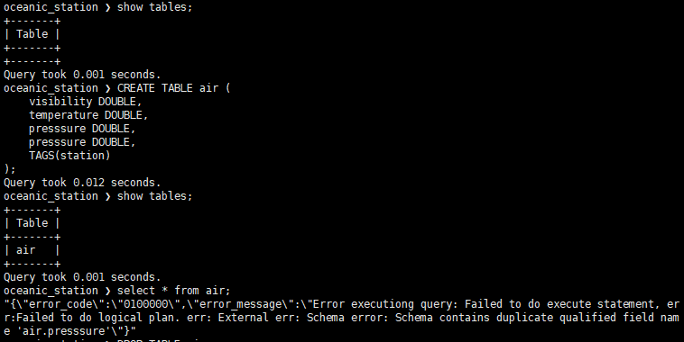 Duplicate field won't trigger an error during CREATE TABLE process · Issue #736 · cnosdb/cnosdb ...