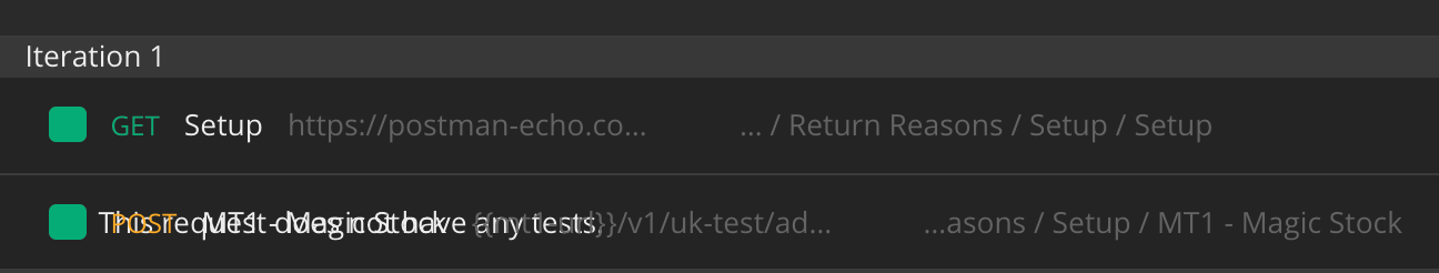 Collection Runner Request Titles Overlap Each Other If They Are Collapsed And Re Ran · Issue