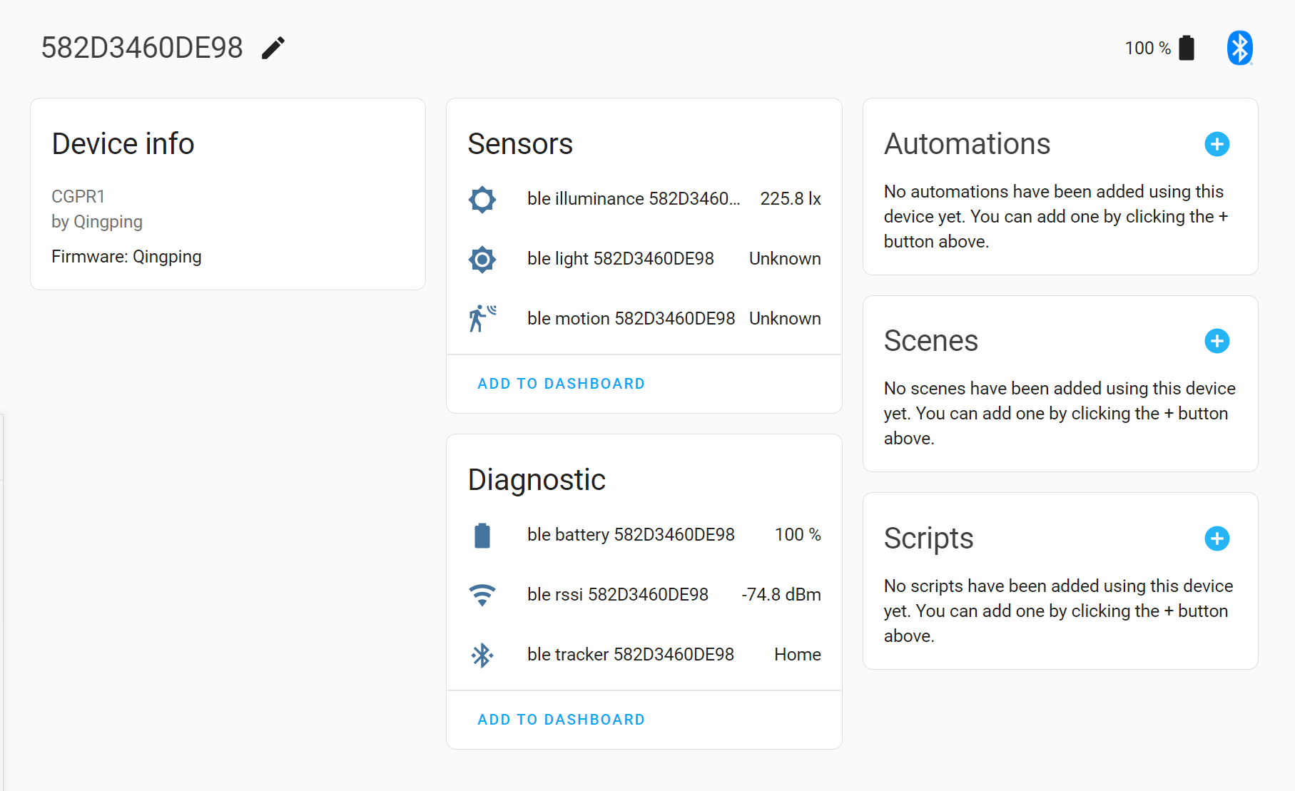 [Bug]: In Qingping mode, CGPR1 not working, Sensors light and motion always Unknown · Issue #860 ...
