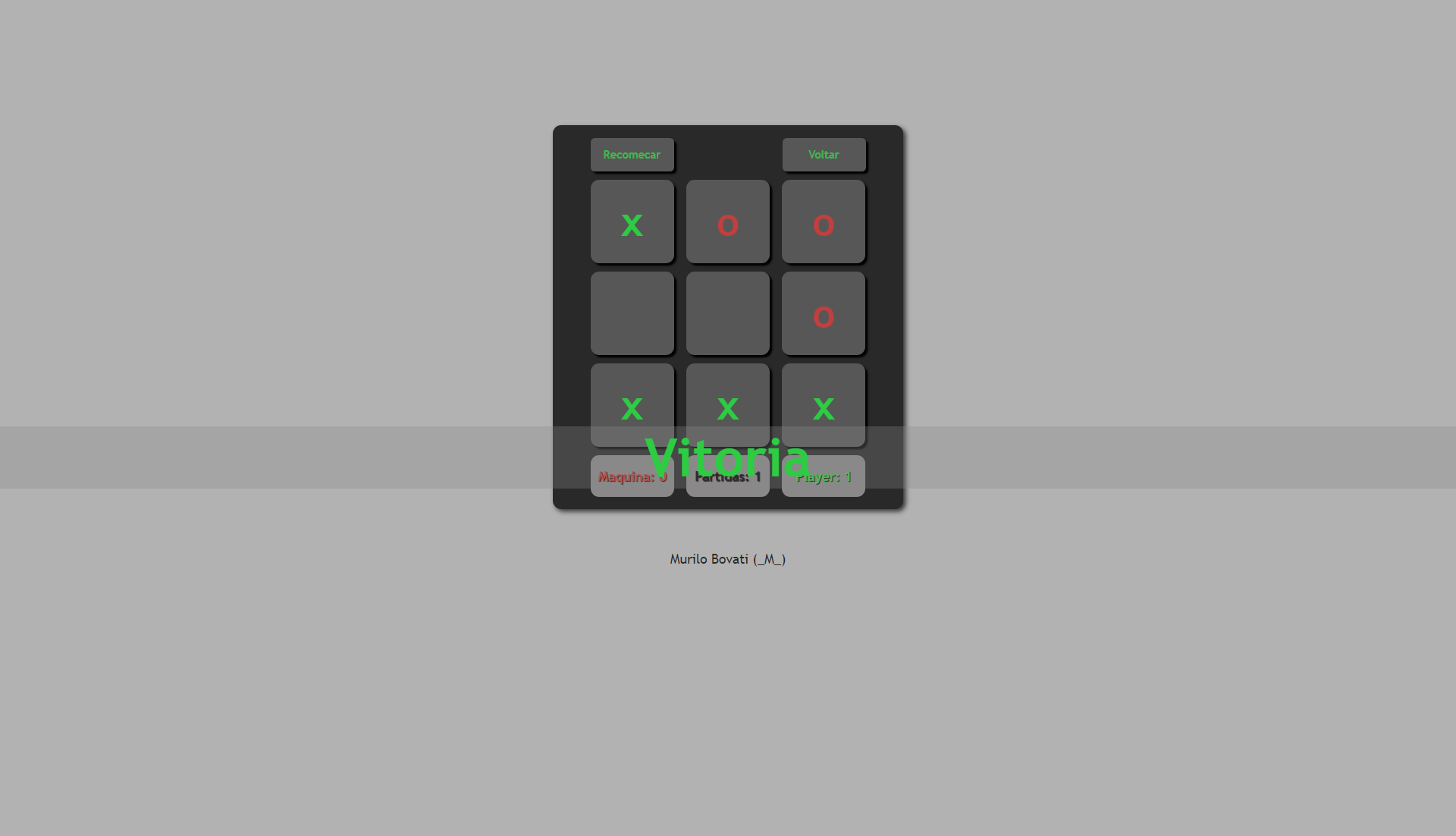GitHub - MuriloBovati/Jogo-da-velha: Jogo da velha feito em html css ...