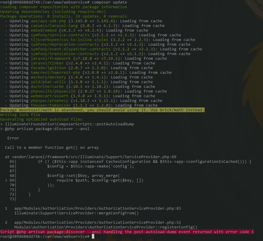 Error After Upgrade Laravel V7191 · Issue 1022 · Nwidartlaravel Modules · Github