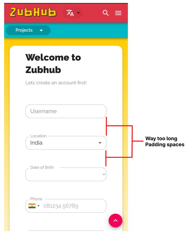 Inconsistent Padding And Alignment In The Mobile Version Of Zubhubs Website · Issue 567