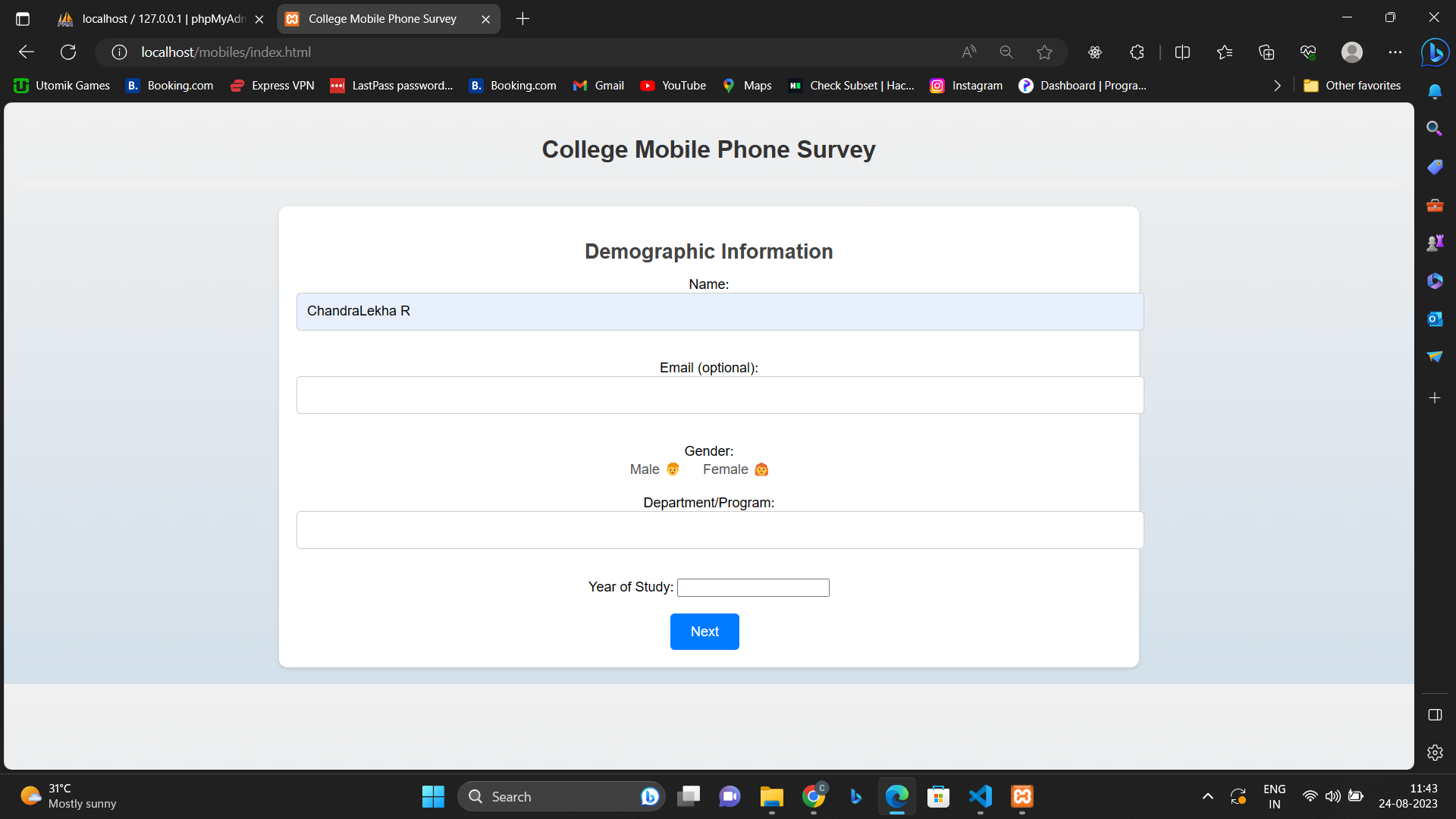 GitHub - chandhu2102/CodeAlpha_Survey_form: A web application that ...