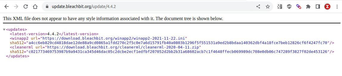 4 4 2 The Update Information Does Not Parse · Issue 1530 · Bleachbit Bleachbit · Github