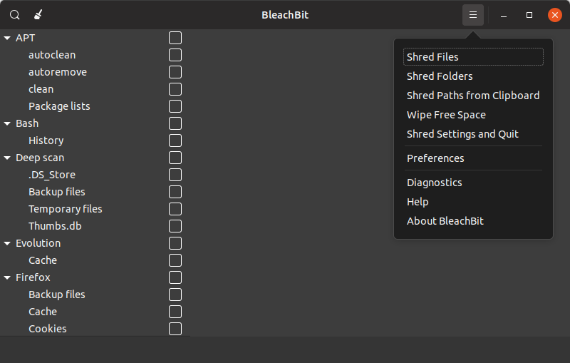 [Issue] Missing menu · Issue #551 · bleachbit/bleachbit · GitHub