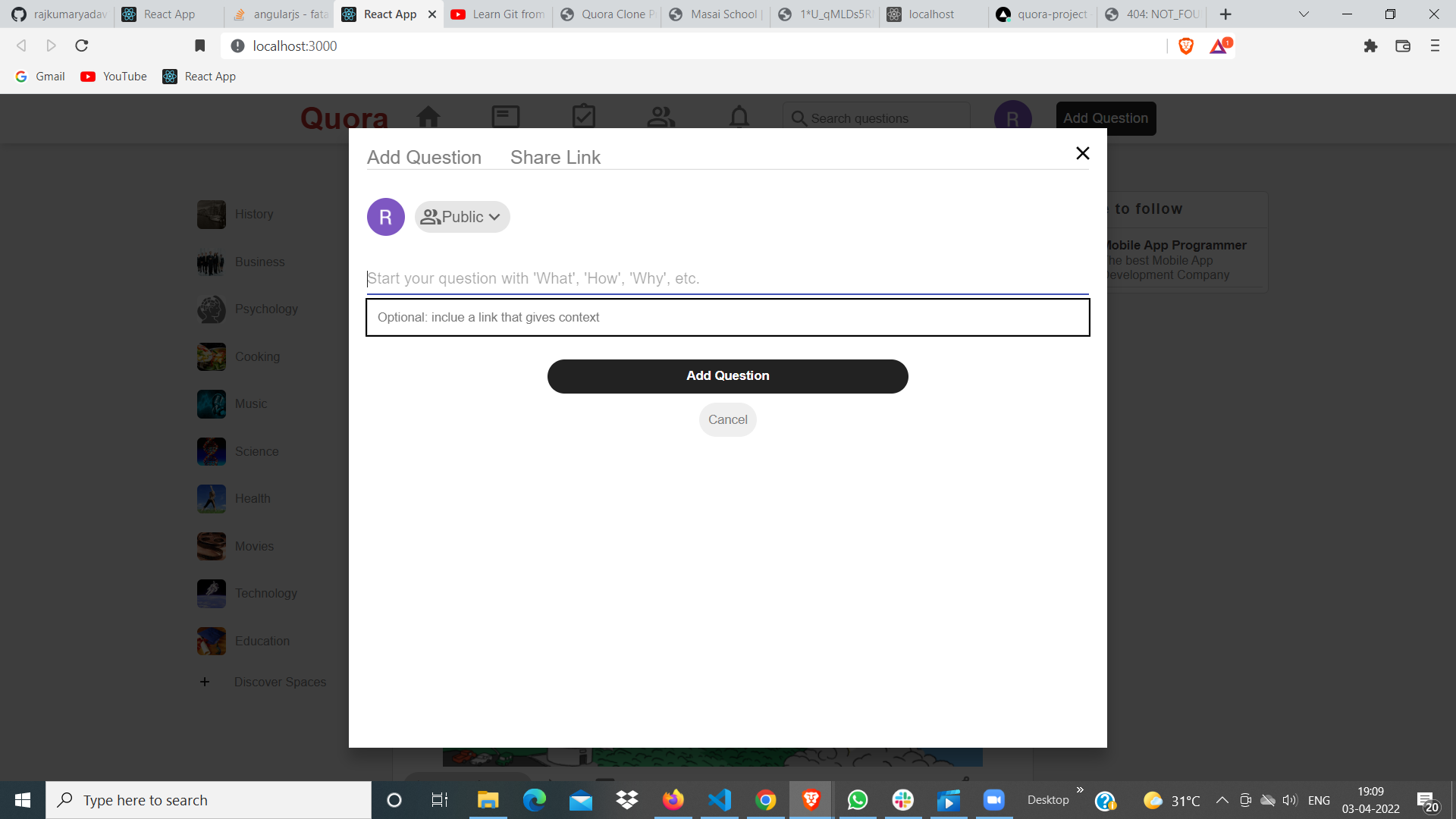 GitHub - 07HaleemaZehera/Quora-Clone: Quora is a place to gain and share knowledge. It is a ...