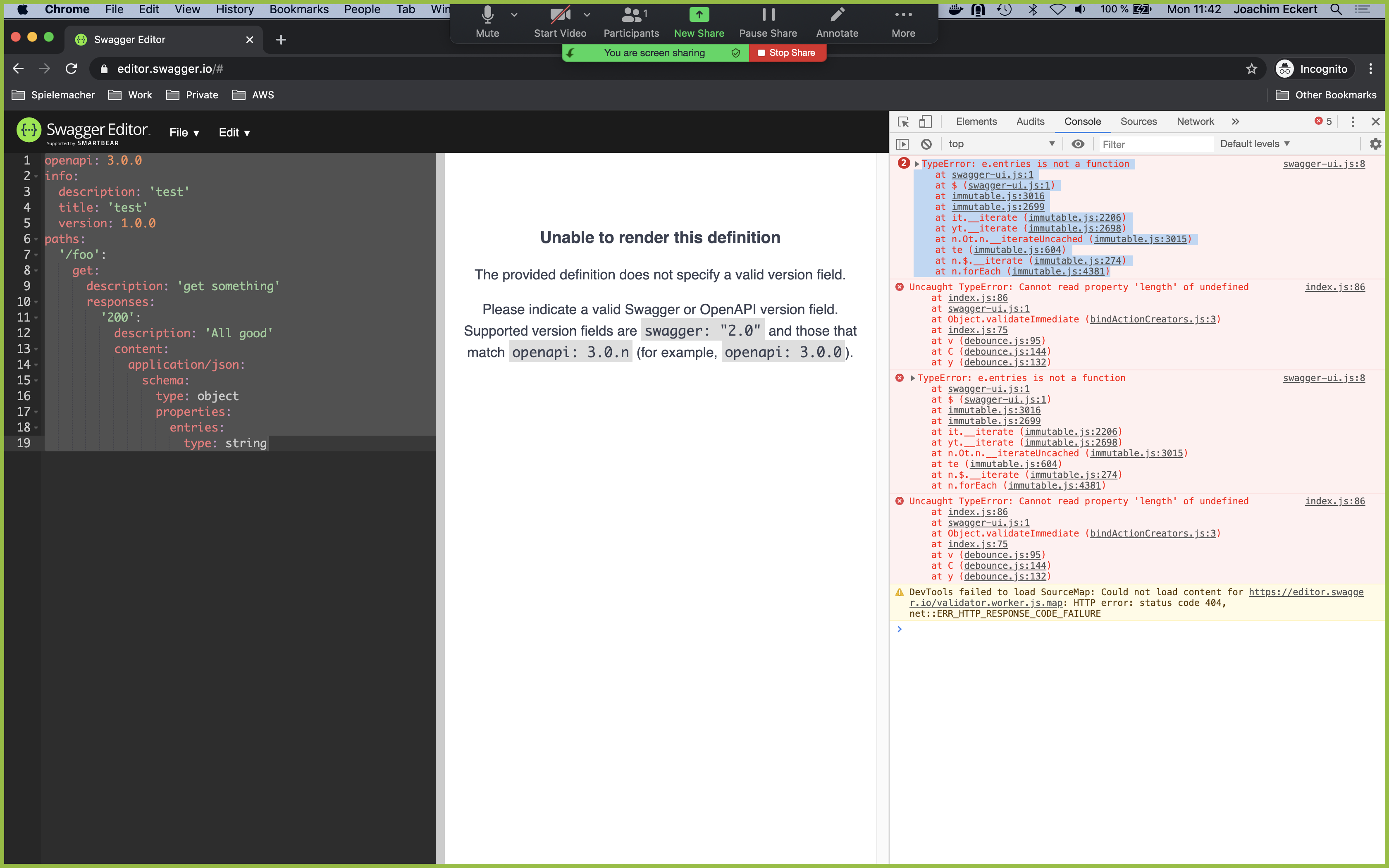 The Property Entries In A Object Schema Breaks The Editor · Issue 2154 · Swagger Apiswagger