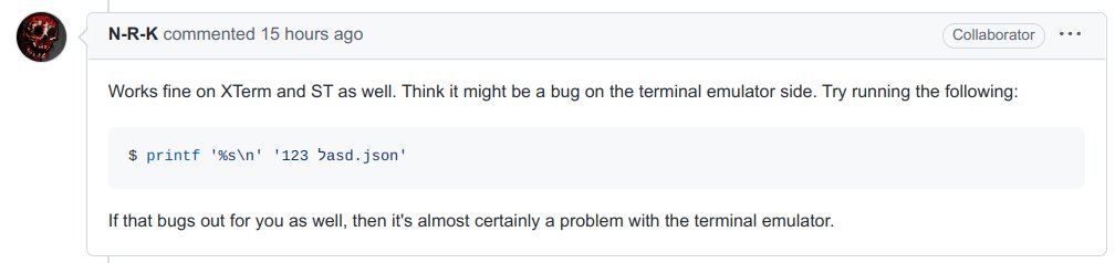 Display glitch for `json` files for some terminal emulator with `O_NERD` enabled · Issue #1515 ...