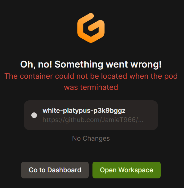 Workplaces Dont Open · Issue 7344 · Gitpod Iogitpod · Github 