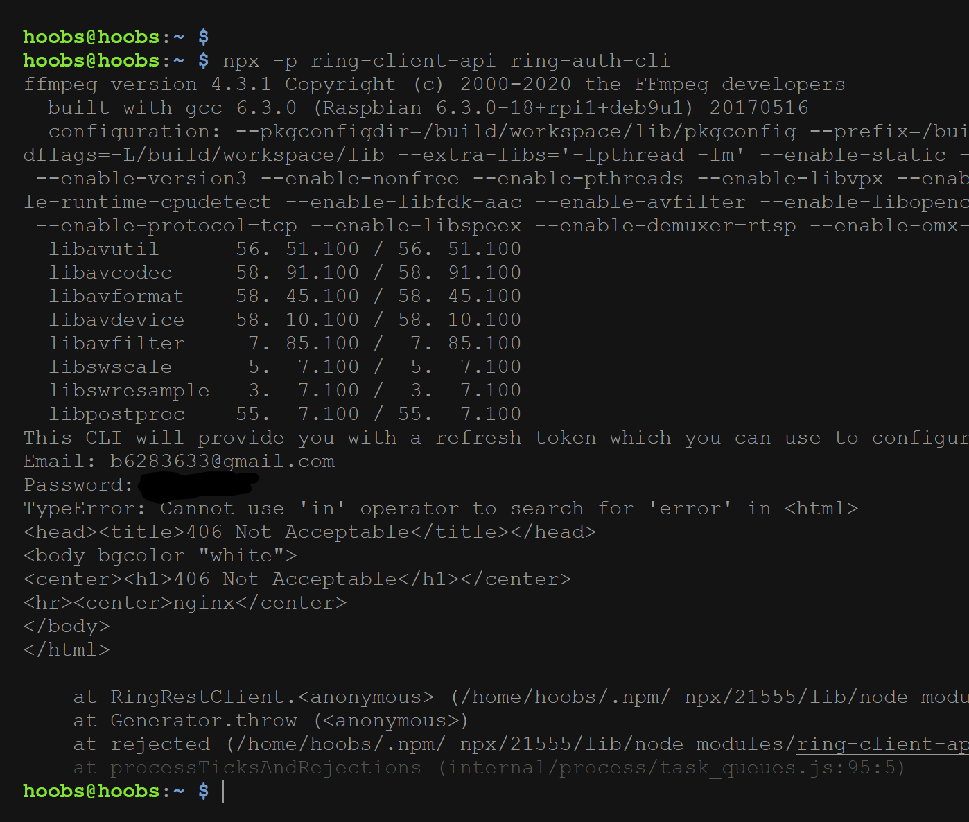 npx -p ring-client-api ring-auth-cli BROKEN · Issue #810 · dgreif/ring · GitHub