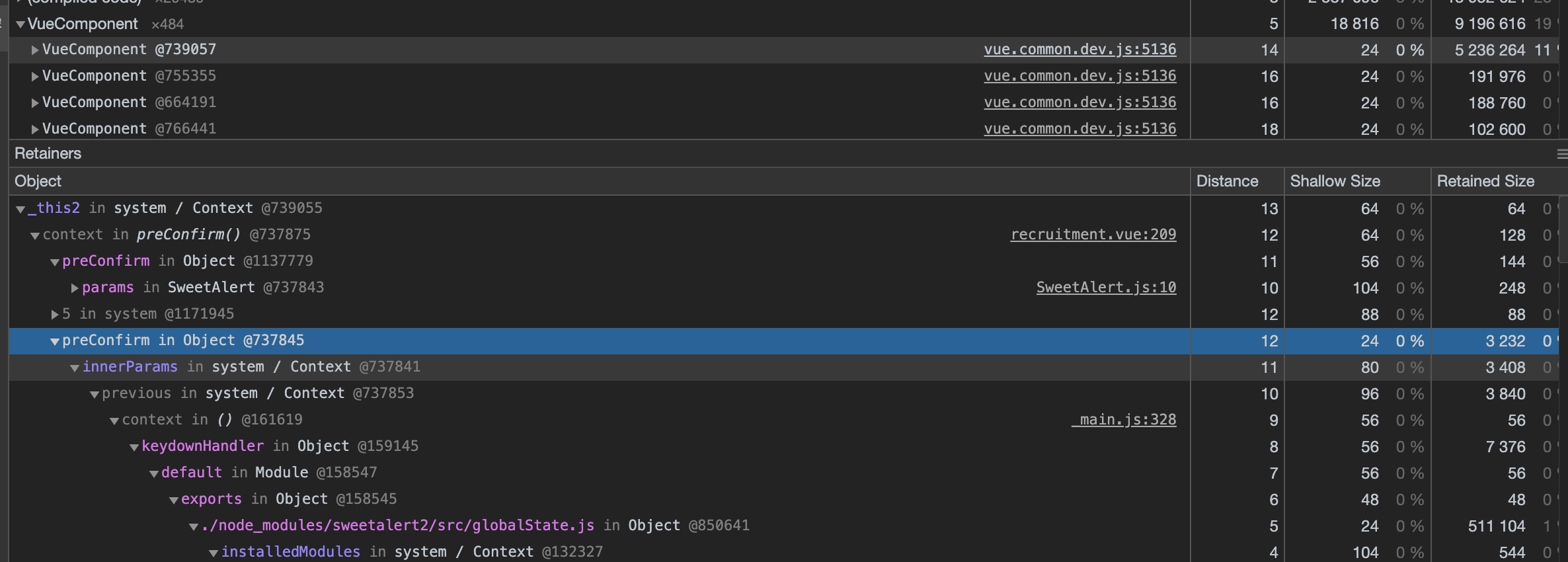 Memory management: references not detached · Issue #1569 · sweetalert2 ...