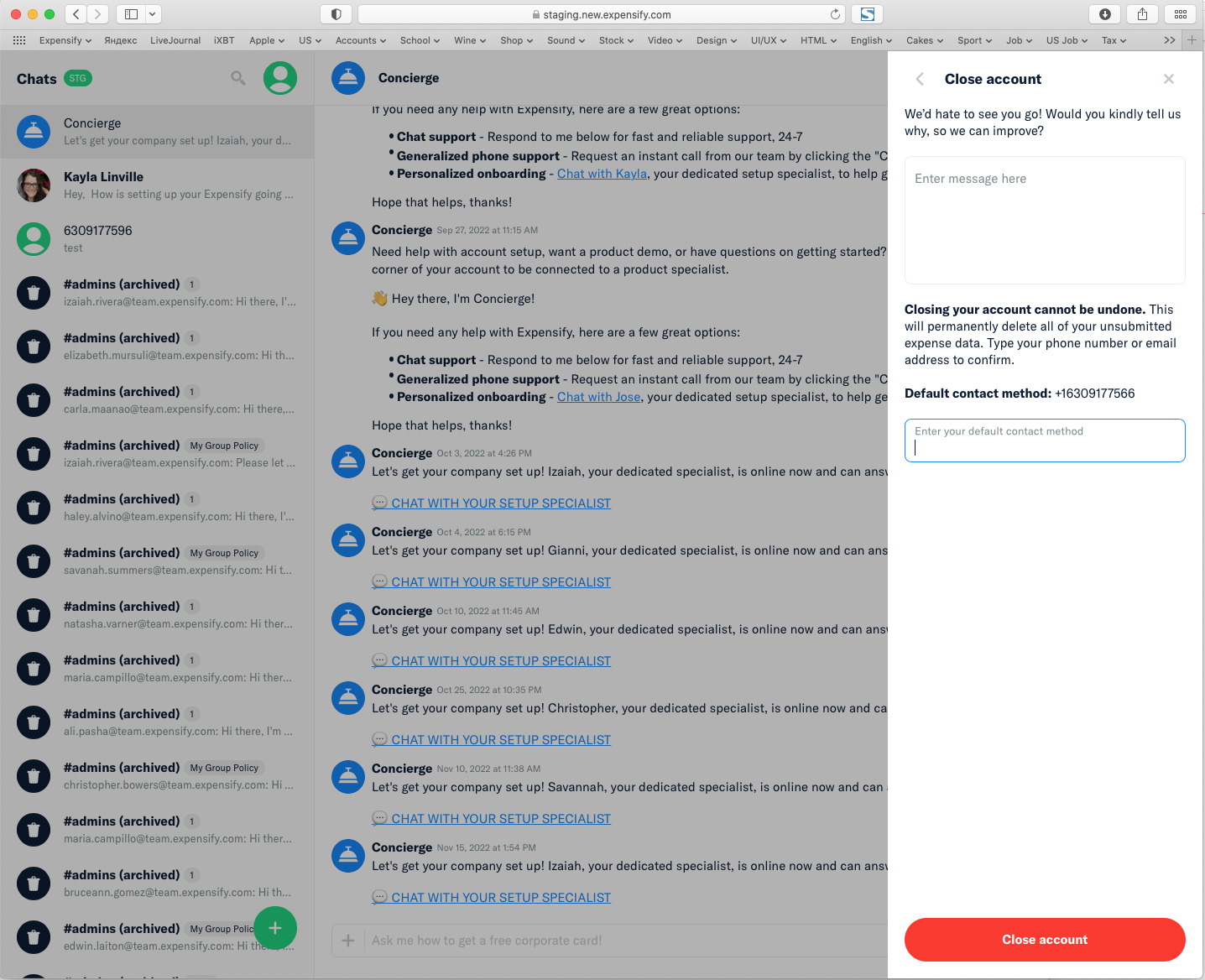 Account - “Close account” button isn’t disabled if nothing is written in the second input ...