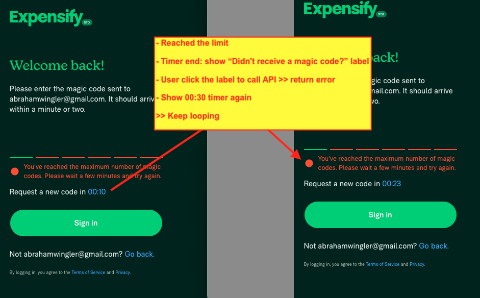 [$1000] Web - The working flow should be changed when reached request magic code limit · Issue ...