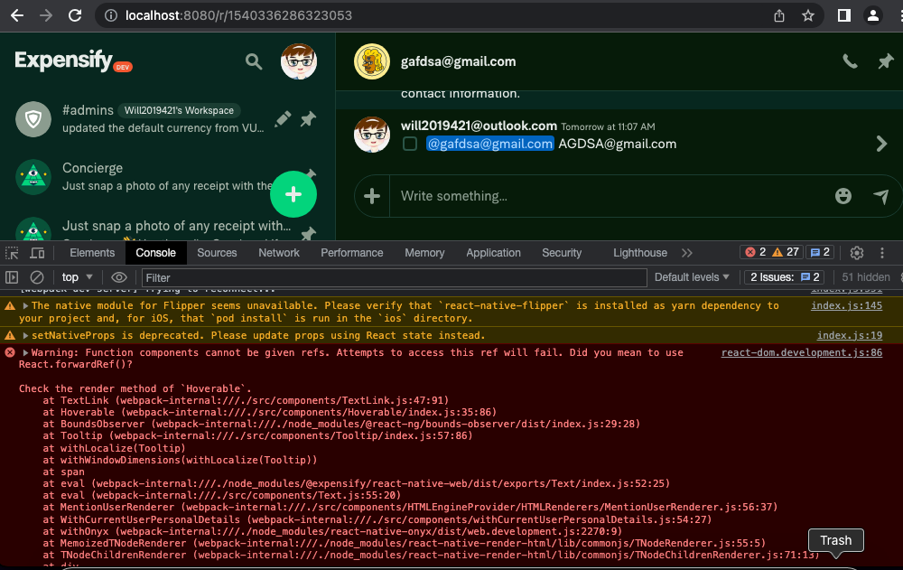 Dev: Web - Console error on report page · Issue #22023 · Expensify/App · GitHub