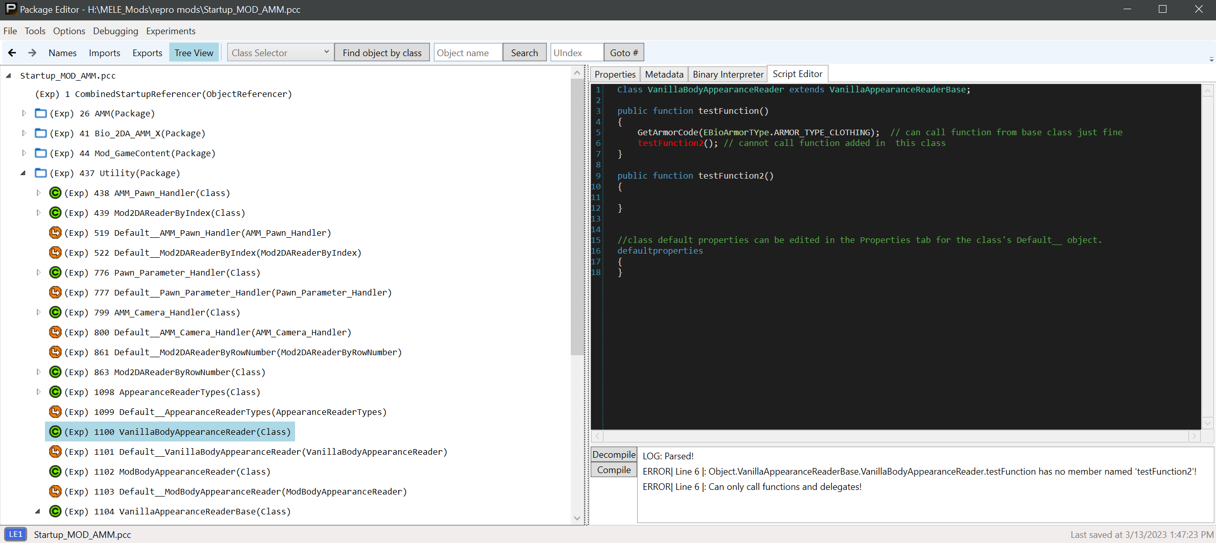 Erroneous Compilation Errors When Extending Custom Class · Issue 368 · Me3tweaks