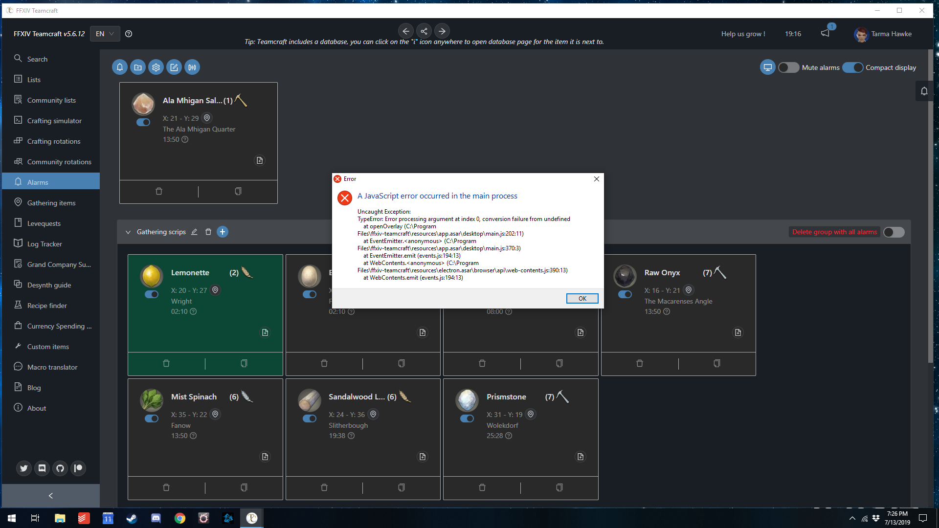 Bug Cannot Open Alarm Overlay · Issue 1030 · Ffxiv Teamcraftffxiv Teamcraft · Github