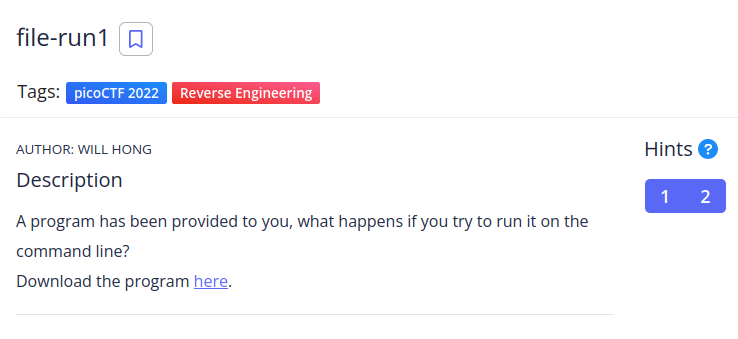 Reverse Engineering Picoctf File Run1 Md At Main · Persecure Reverse Engineering · Github