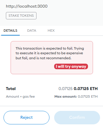 Error when approving metamask tx quickly while trying to stake · Issue #6 · PatrickAlphaC ...