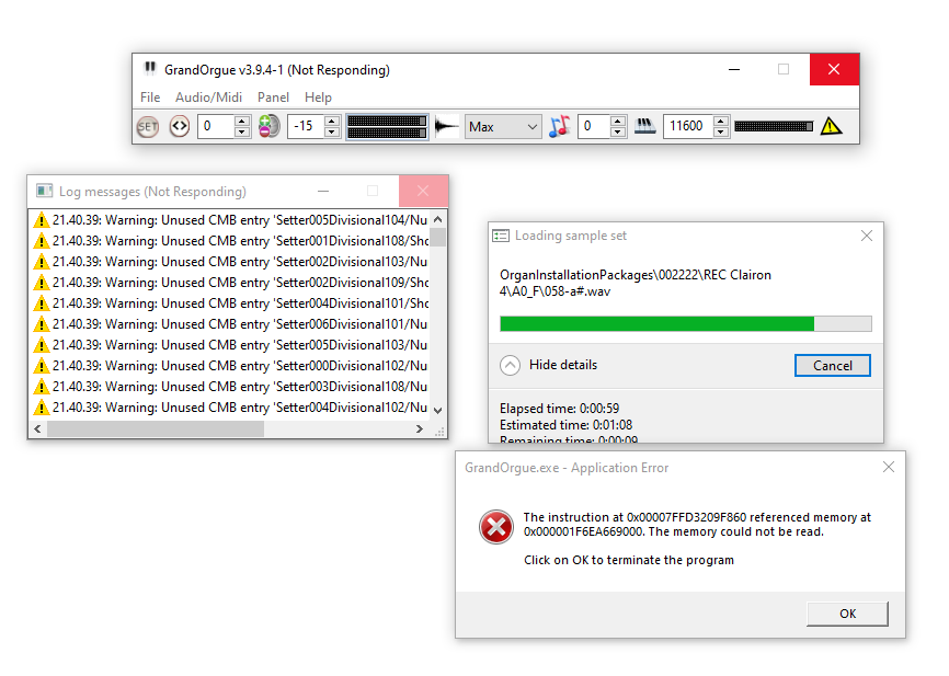 OOM crash when loading sample set after upgrading version · Issue #1335 · GrandOrgue/grandorgue ...