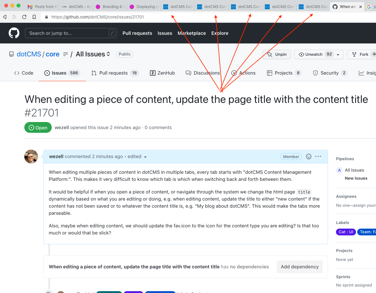 When Editing A Piece Of Content Update The Page Title With The Content Title · Issue 21701