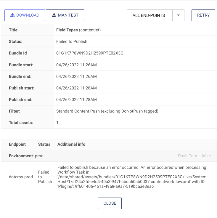Content not assigned to workflow can fail to push publish · Issue #22087 · dotCMS/core · GitHub