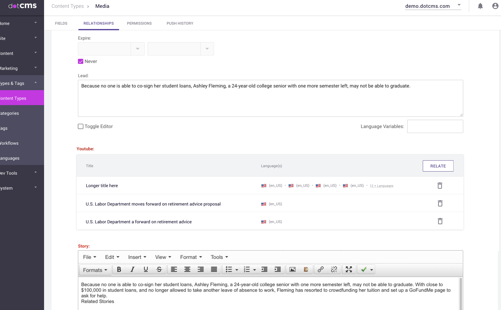 Define how the relationship field will be displayed in the UI · Issue #15165 · dotCMS/core · GitHub