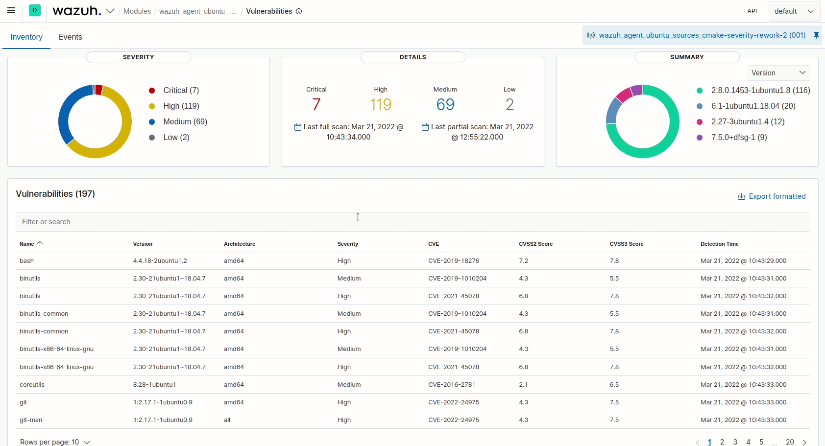 Improve the user experience of the Vulnerability Detector inventory ...