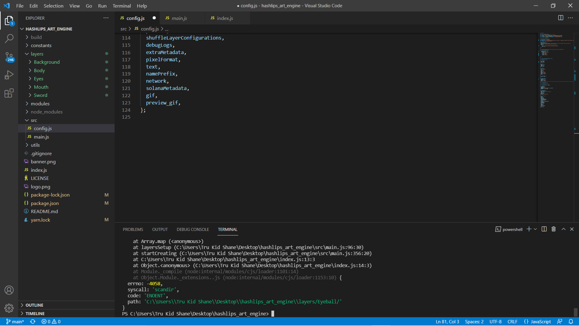 Errno: -4058 · Issue #174 · HashLips/hashlips_art_engine · GitHub