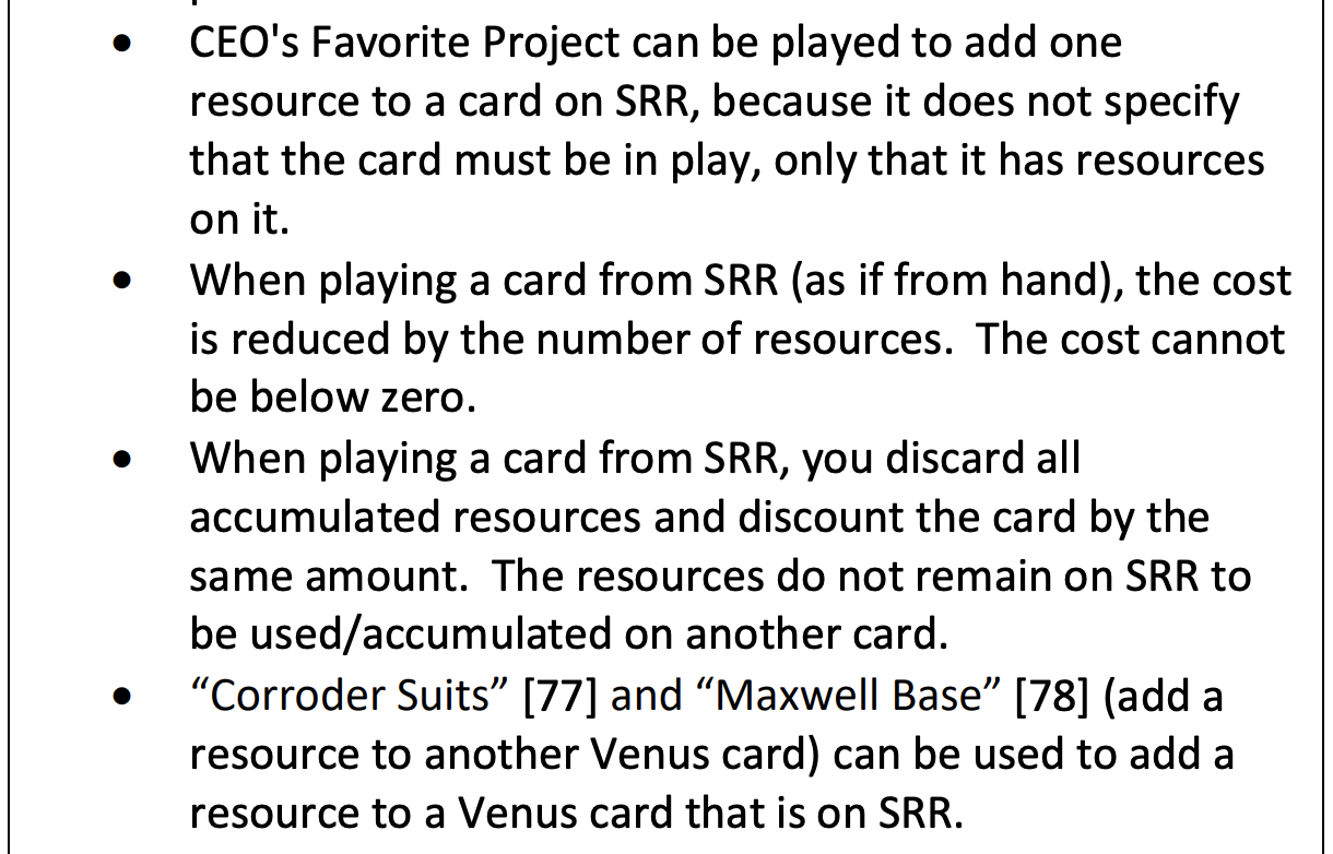 CEO's Favorite Project should allow adding a resource to any card on Self-Replicating Robots ...