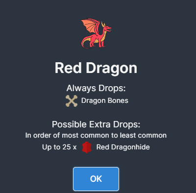 Monster Drops button shows that dungeon enemies will drop bones/items ...