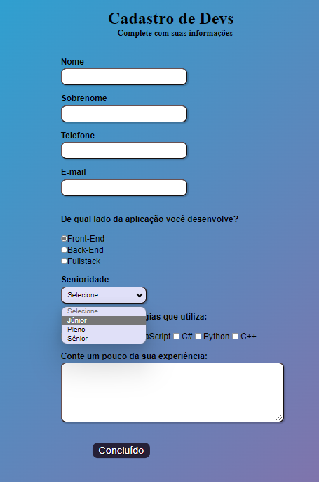 GitHub - isadoralicastro/formulario-html: Formulário de cadastro para ...