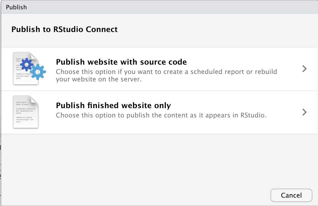 Unable to update connect deployment of quarto site using push button from any page in site ...