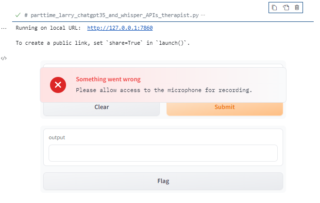Microphone Access For Gradio Apps In Vscode On Windows Pro Not Being Granted · Issue 4881
