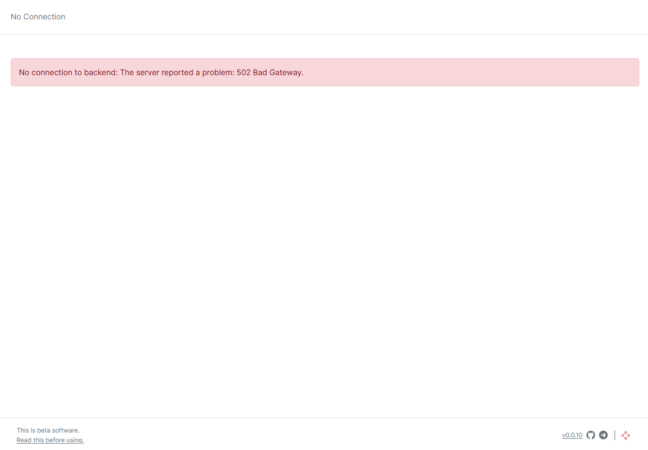 No connection to backend: The server reported a problem: 502 Bad Gateway. · Issue #502 ...