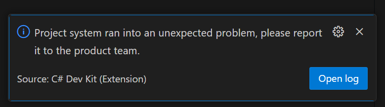 [BUG] Project system ran into an unexpected problem · Issue #368 · microsoft/vscode-dotnettools ...