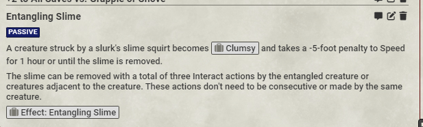 Slurk "Entangling Slime" missing number next to Clumsy status effect ...