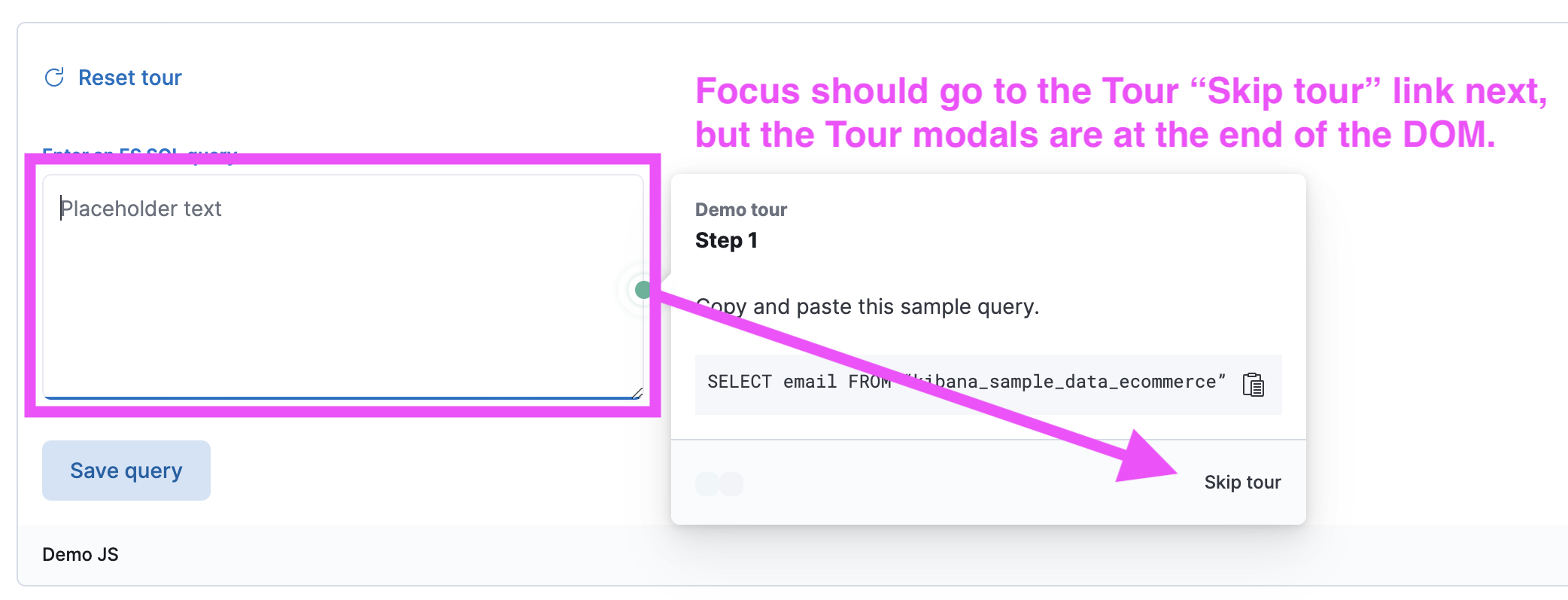 [EuiTour][KEYBOARD]: Is there a way to insert the Tour modal dialog as a next focusable element ...