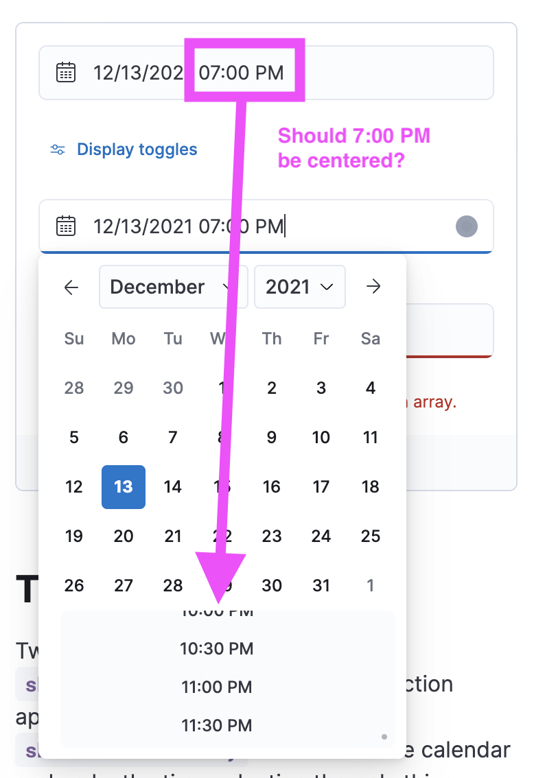[EuiDatePicker] Selected time in `Time` component isn't always centered in Amsterdam theme ...