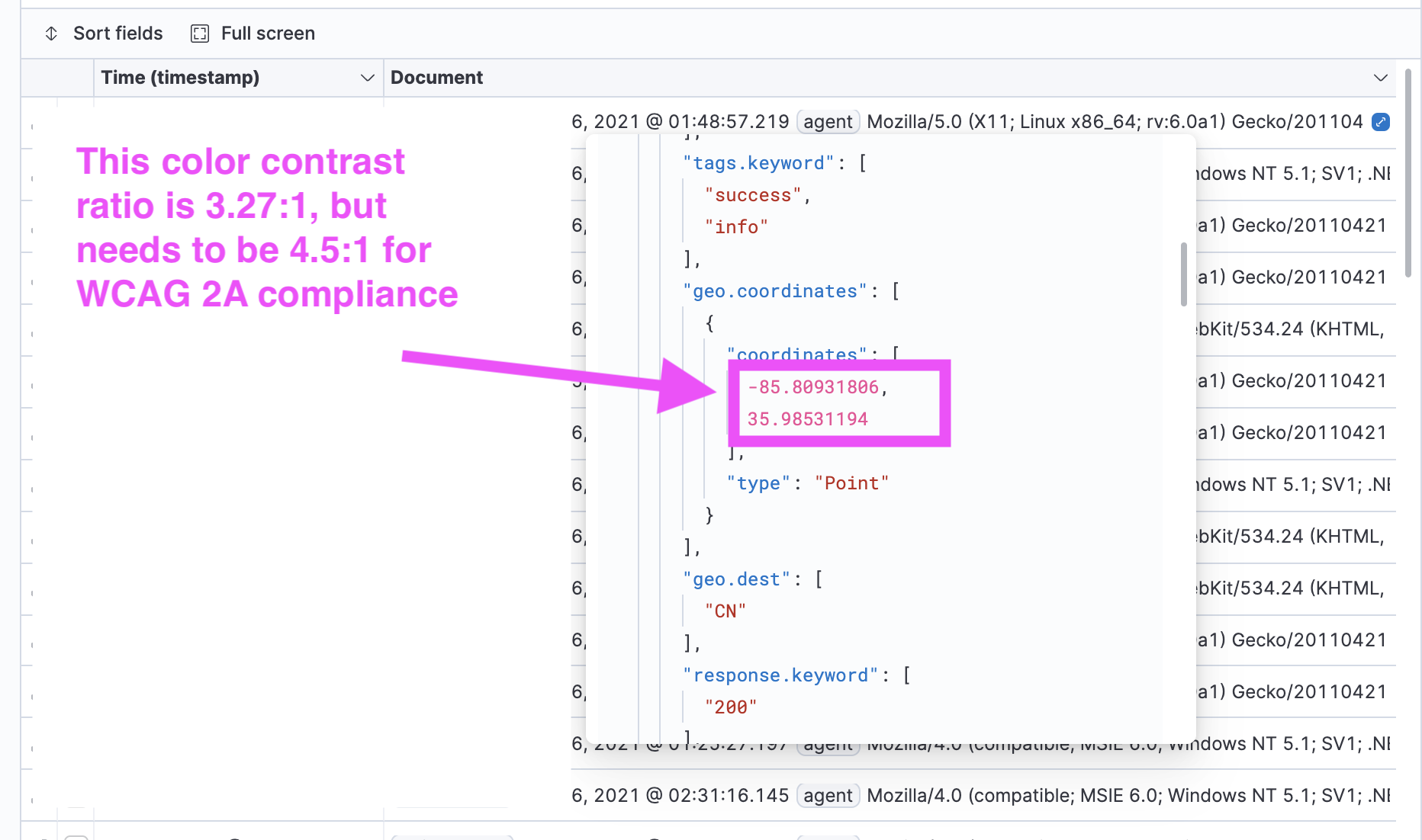 [Discover][AXE-CORE]: The pink code snippets in our Document JSON ...
